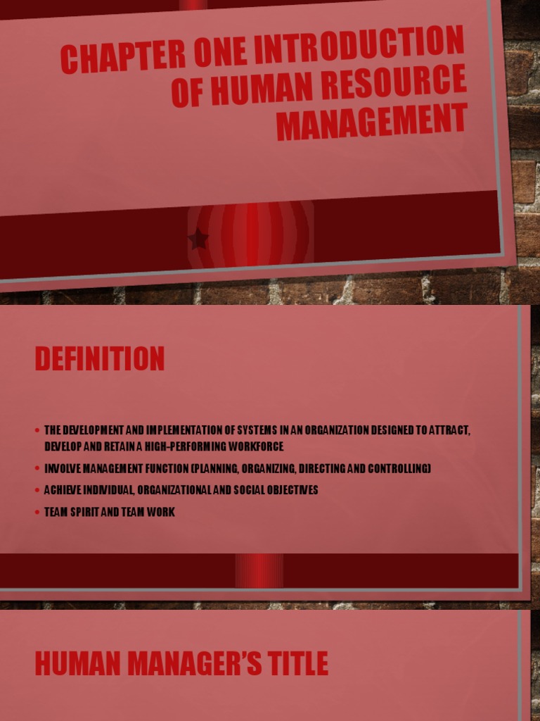 Chapter One Introduction of Human Resource Management | PDF ...