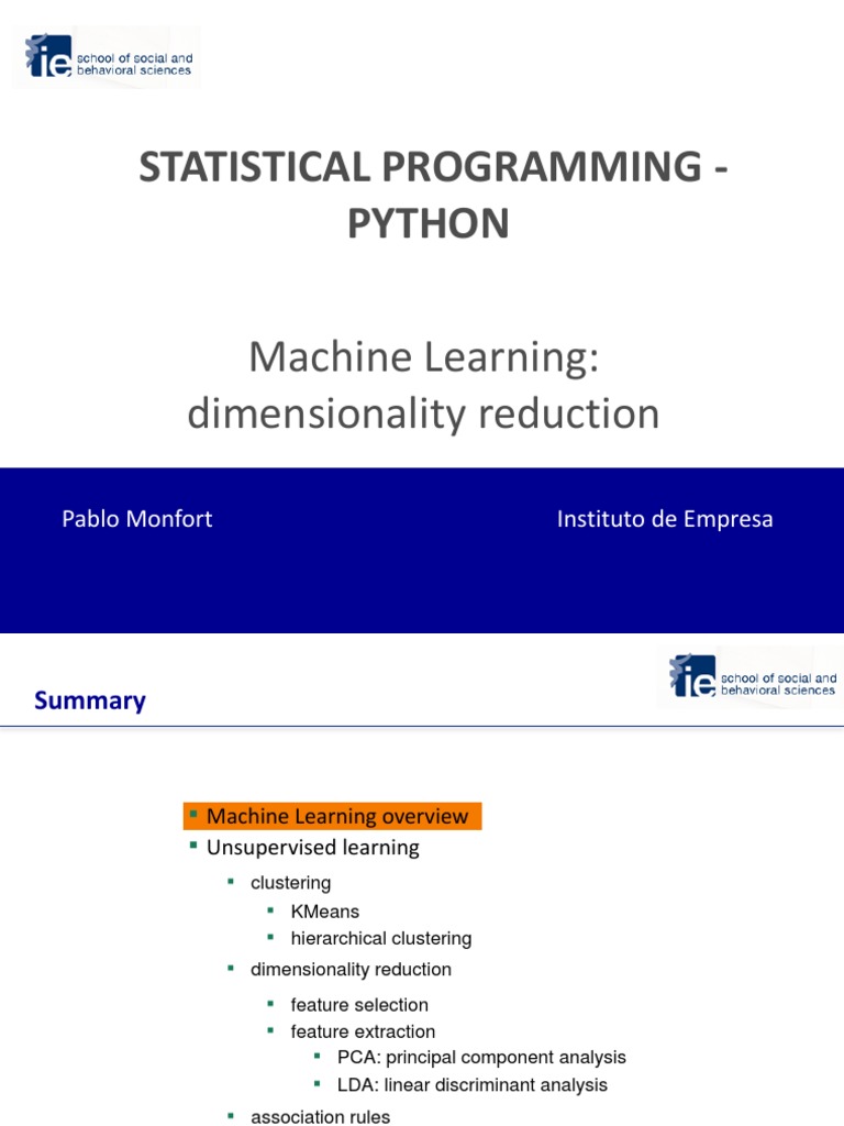 14 Machine Learning Dimensionality Reduction | PDF | Principal ...