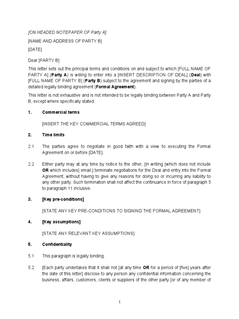 Heads of Terms Agreement Template | PDF | Legal Remedy | Indemnity