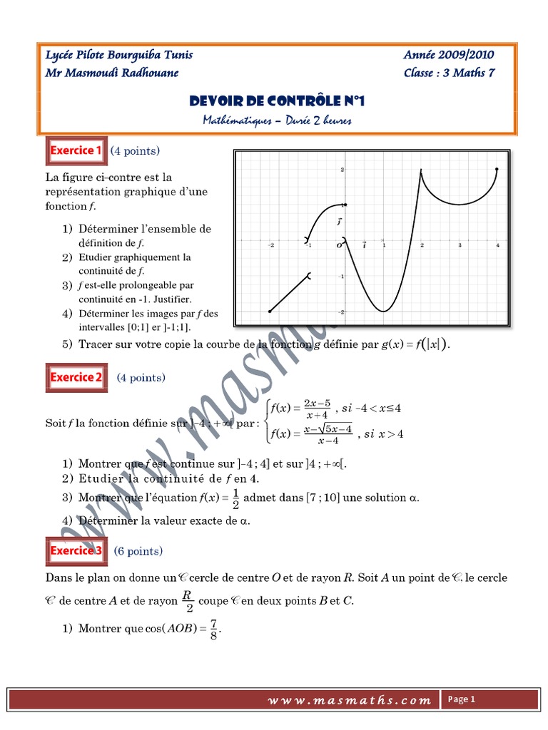 3am DC1 3 | PDF | Fonction (Mathématiques) | Triangle