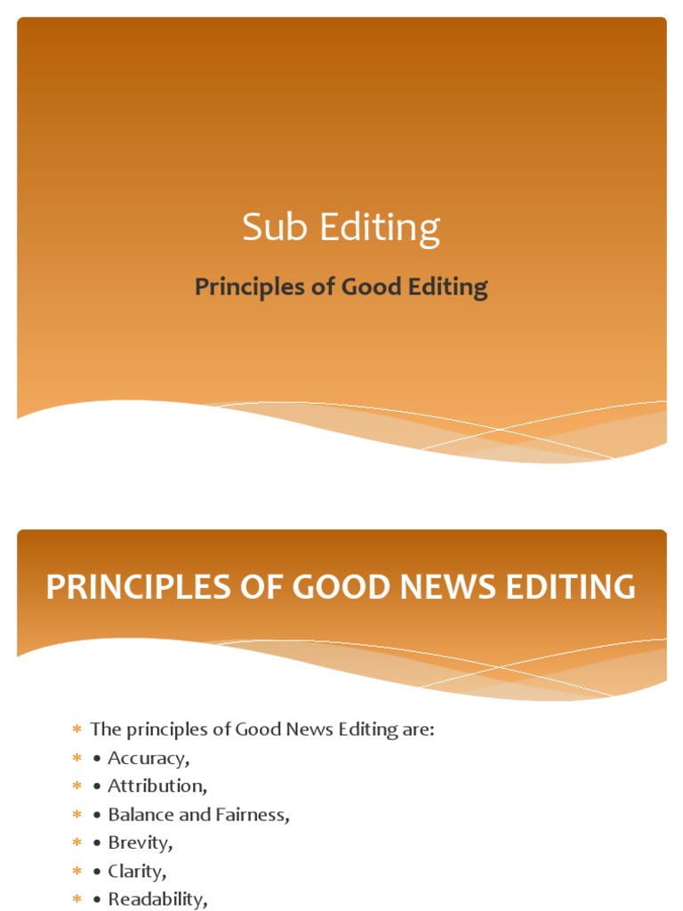 Sub Editing: Principles of Good Editing | PDF | Newspapers | News