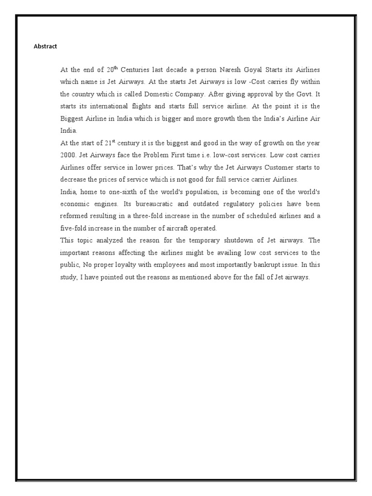 Jet Airways: Rise and Fall Analysis | PDF | Aviation | Transport