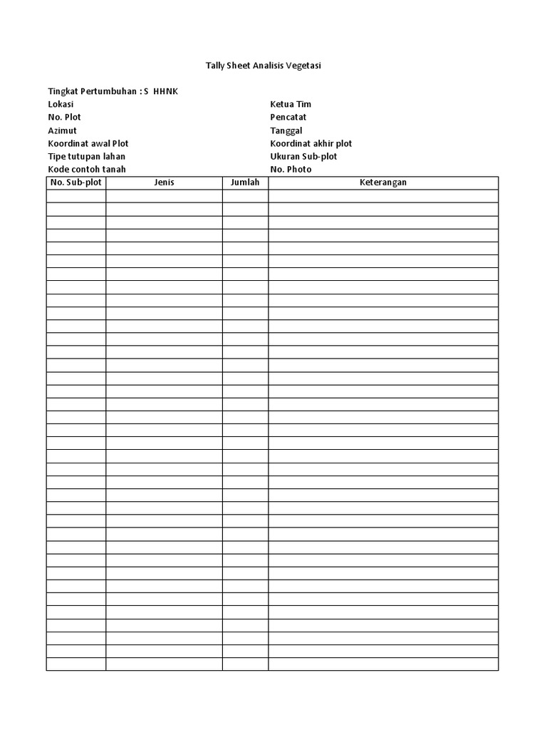 Tallysheet Anveg Semai | PDF