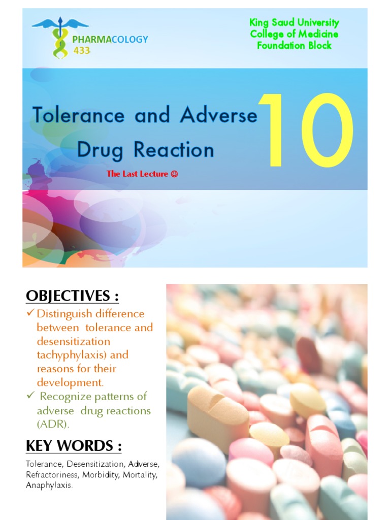 10 - Tolerance and Adverse Drug Reaction | PDF | Drug Tolerance ...