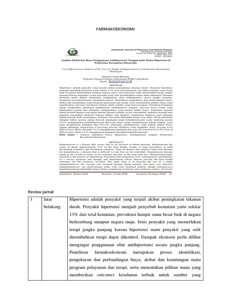41.nabela Uts Farmakoekonomi Dan Farmakoepidemiologi Review Jurnal | PDF | Pengembangan Diri