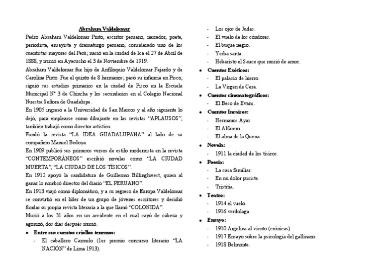 Abraham Valdelomar | PDF | Escritura | Poesía
