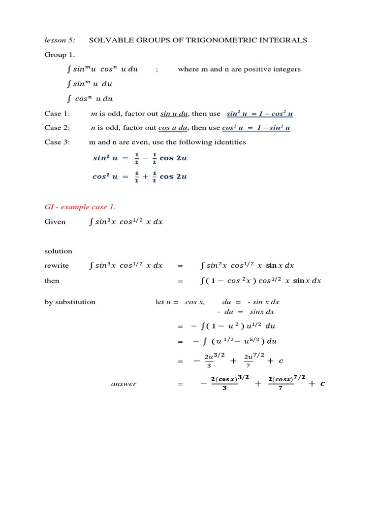 Lesson 5:: GI - Example Case 1 | PDF | Trigonometric Functions | Calculus