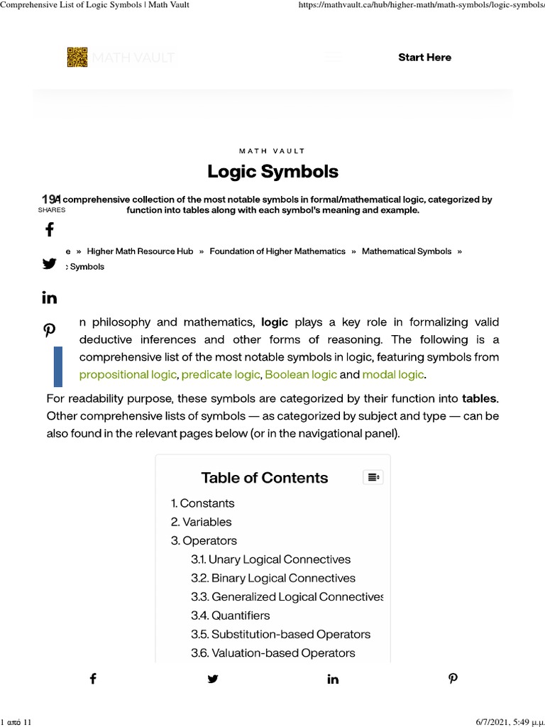 Comprehensive Logic Symbols Guide | PDF | Teaching Mathematics