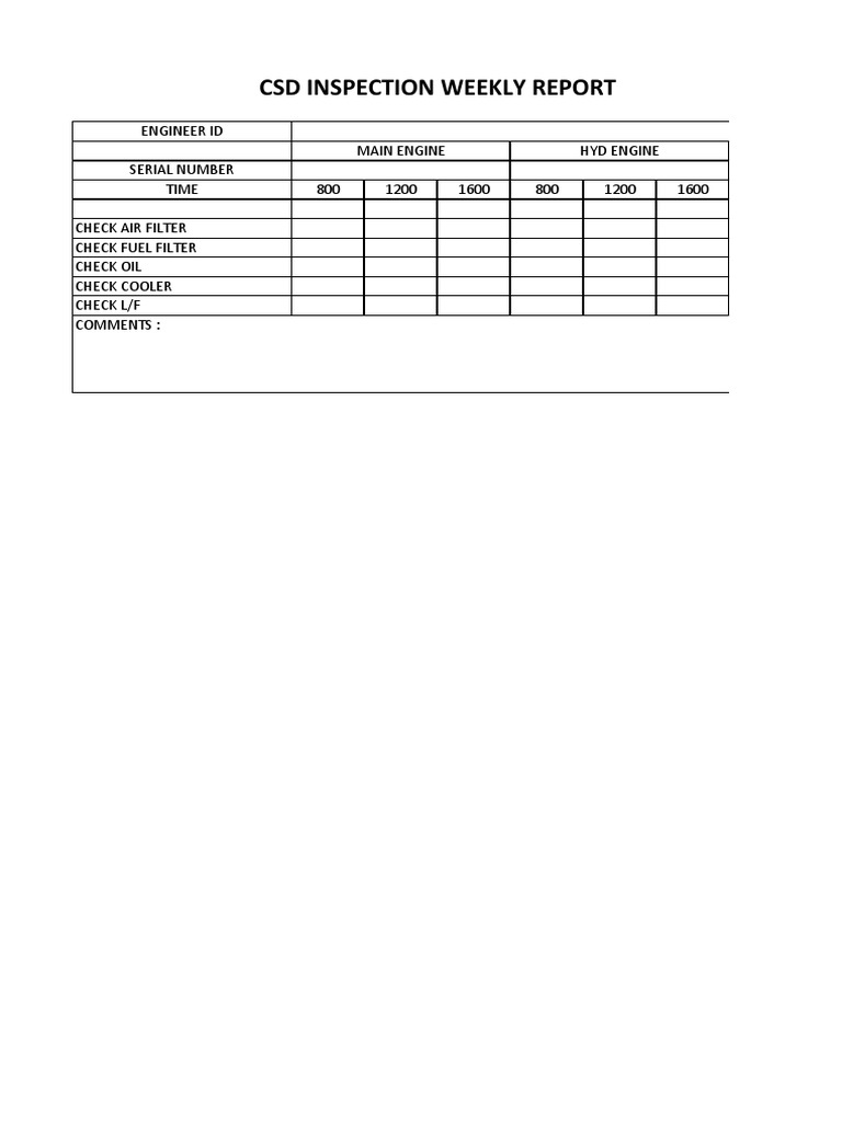 Weekly Mechanical Inspection Report | PDF