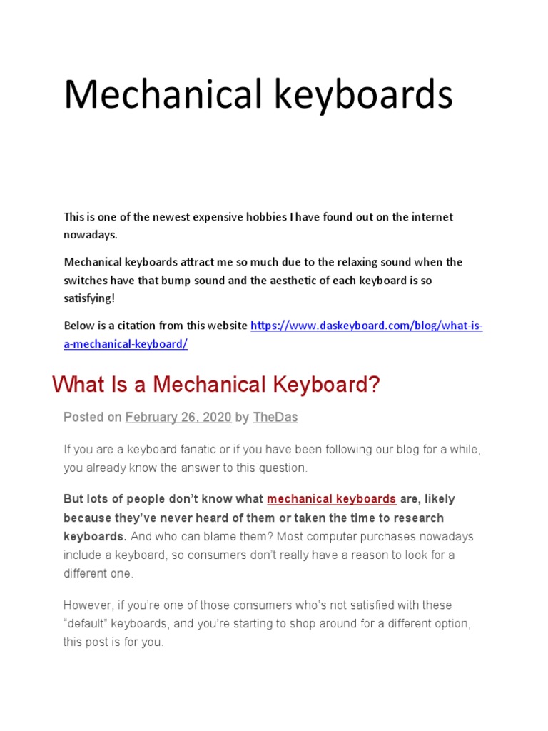 Mechanical Keyboards: What Is A Mechanical Keyboard? | PDF