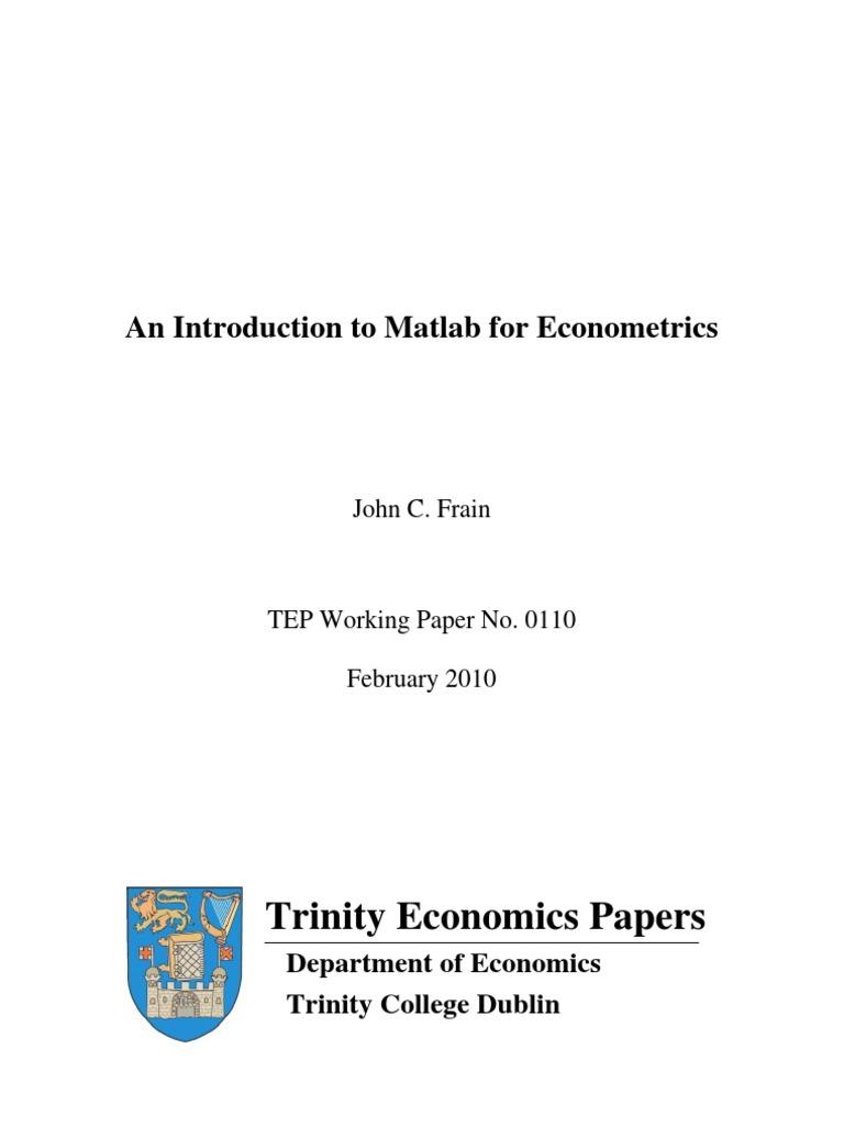 An Introduction To Matlab For Econometrics | PDF | Matrix (Mathematics) | Trigonometric Functions