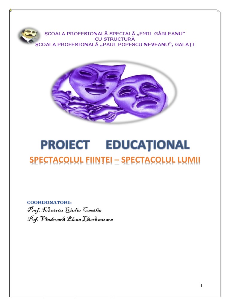 Proiect Educațional Teatru | PDF