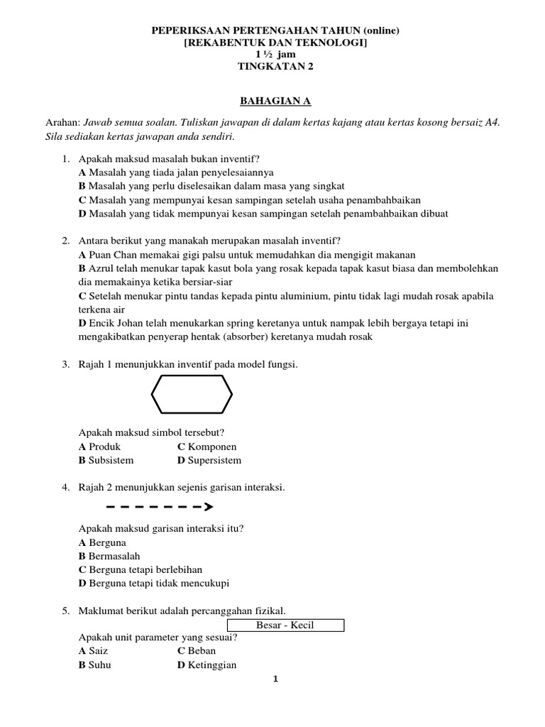 Peperiksaan Pertengahan Tahun RBT F2 2021 | PDF
