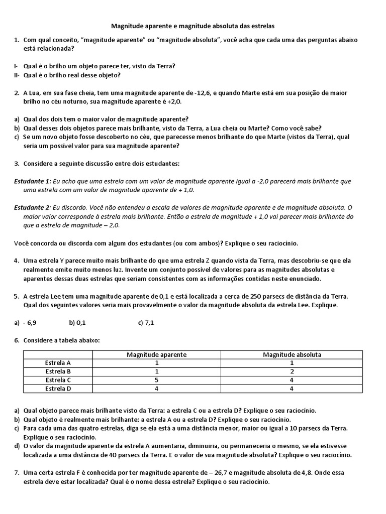 Atividade Tutorial 2 4 Magnitude Aparente E Magnitude Absoluta Das