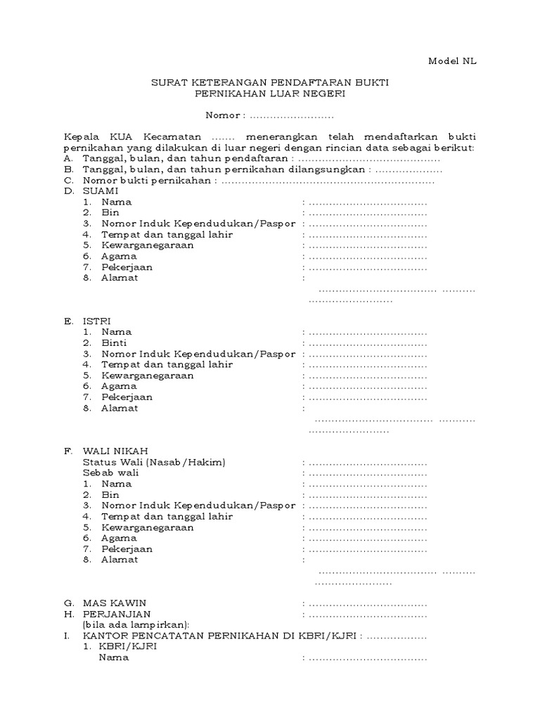 Form Pendftaran Nikah Luar Negeri | PDF | Hukum | Griya & Taman