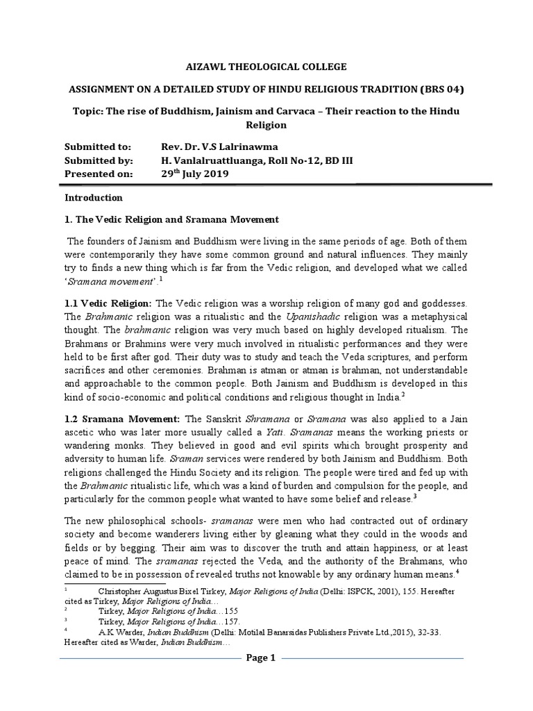 Assignment On A Detailed Study of Hindu Religious Tradition | PDF ...