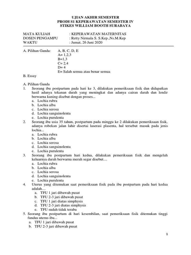 UAS Keperawatan Maternitas | PDF