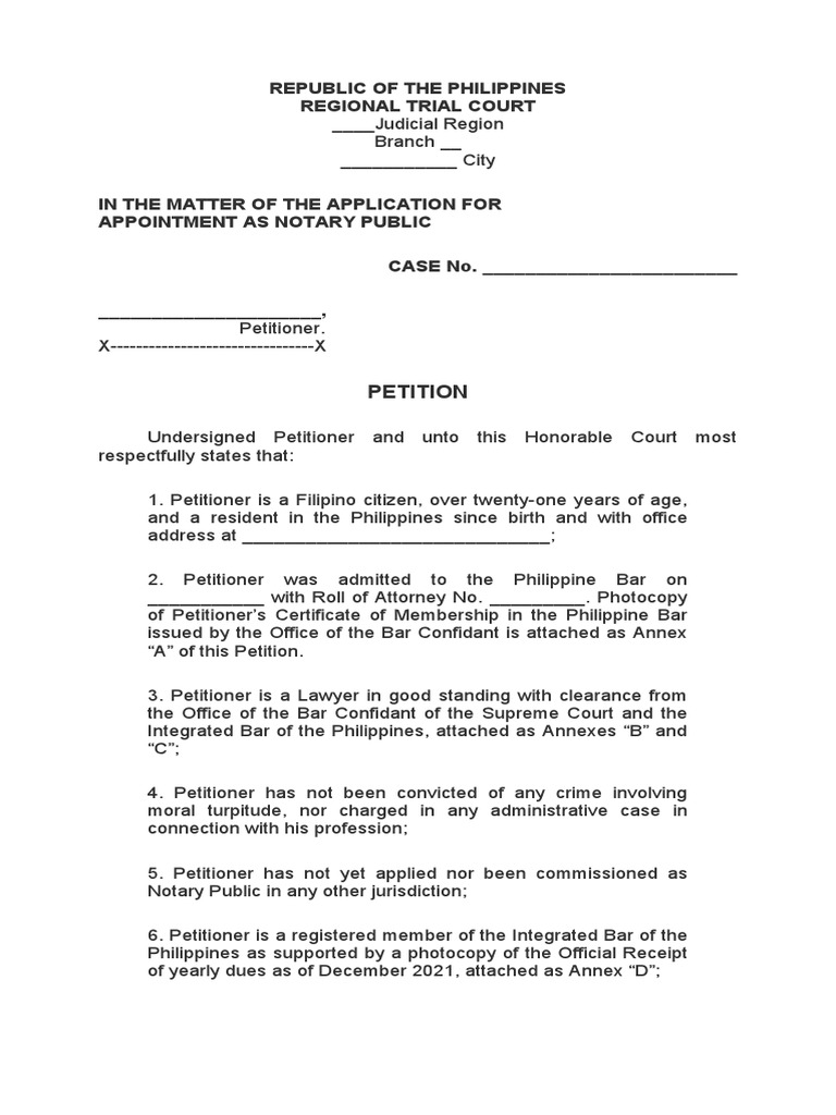 Petition For Appointment As Notary Public | PDF | Notary Public | Lawyer