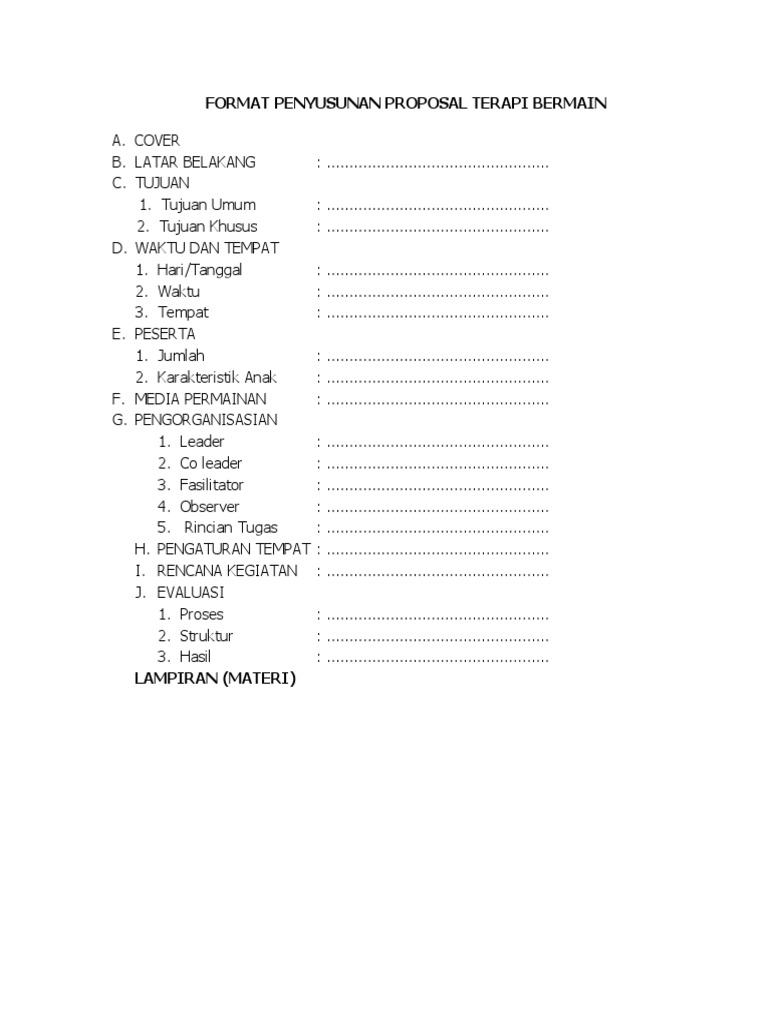 Format Penyusunan Proposal Terapi Bermain | PDF | Seni