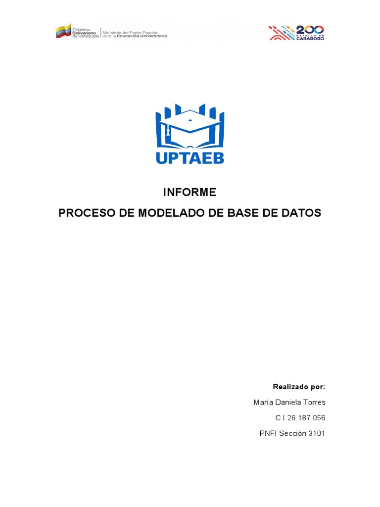 Informe Proceso de Modelado de BD | PDF | Objeto (informática) | Bases de datos