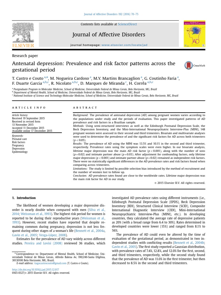 Journal of Affective Disorders | PDF | Mental Disorder | Mood Disorders