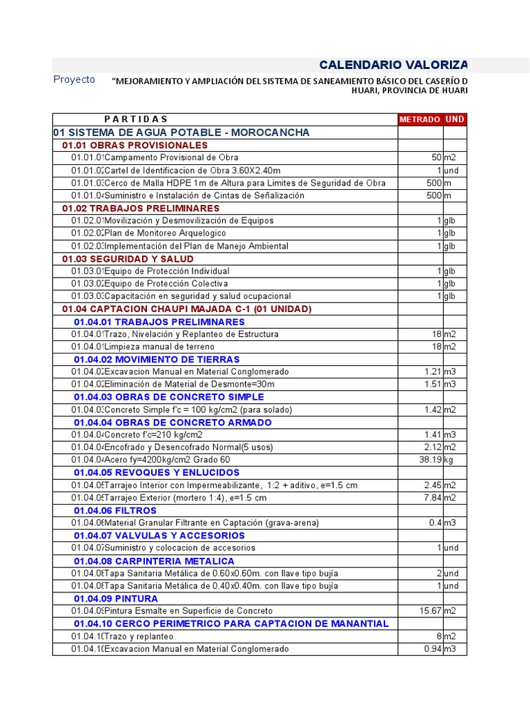 Calendario de Avance de Obra Valorizado | PDF | edificio | Hormigón