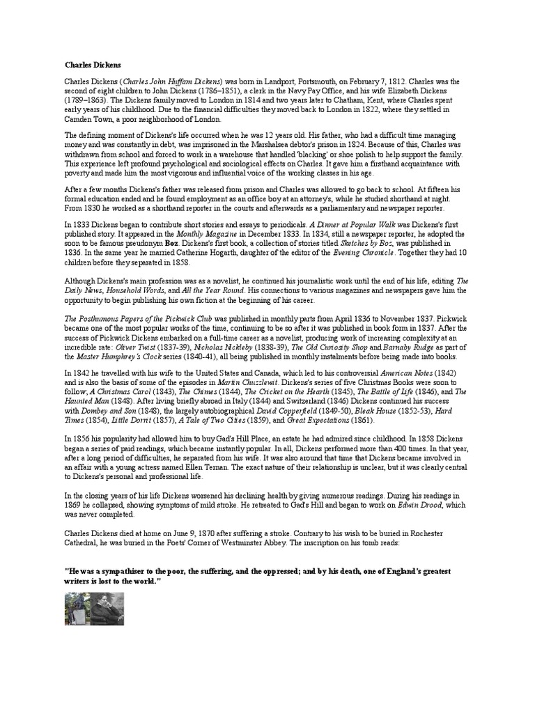Charles Dickens Profile | Download Free PDF | Great Expectations ...