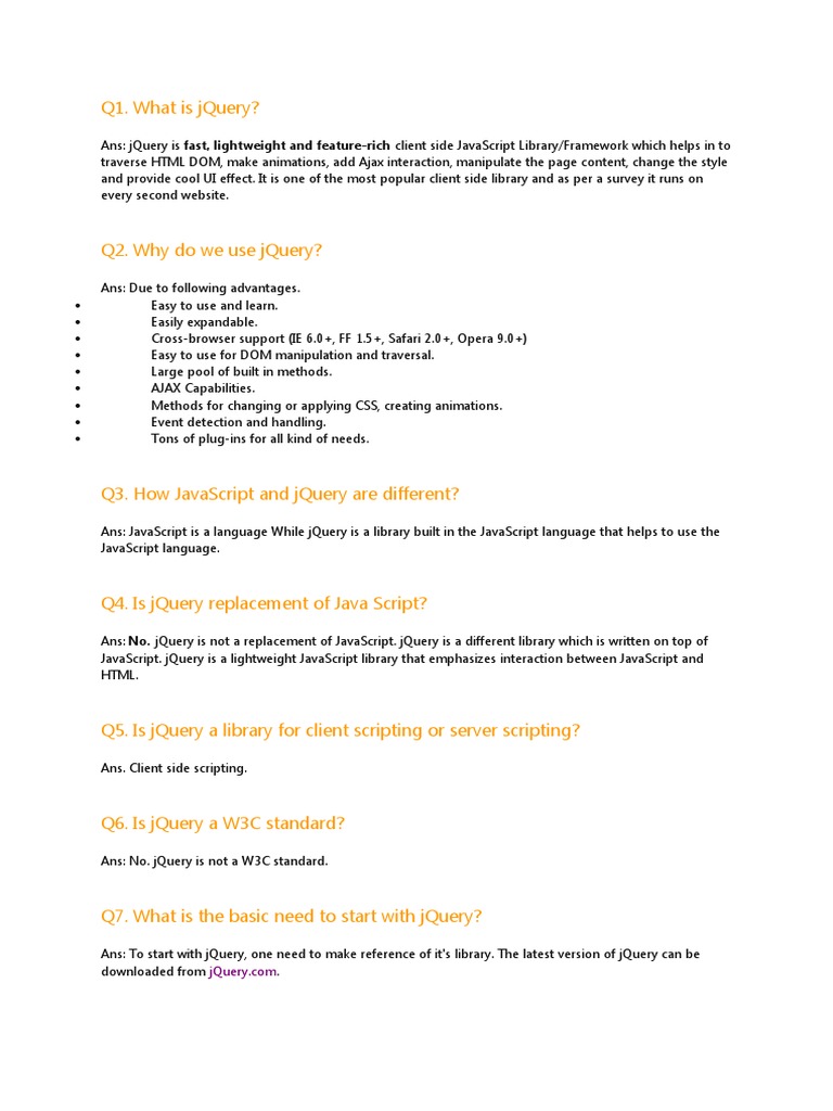 Jquery Interview Questions | PDF | J Query | Cyberspace