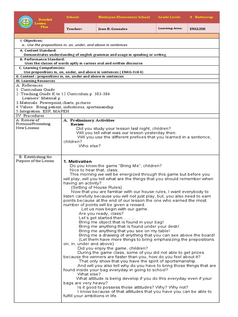 COT - DLP - English 4 | PDF | Curriculum | Learning