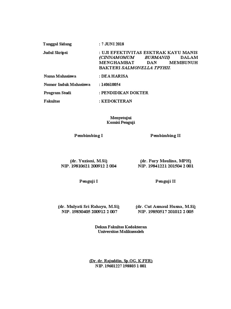 Halaman Pengesahan Skripsi | PDF