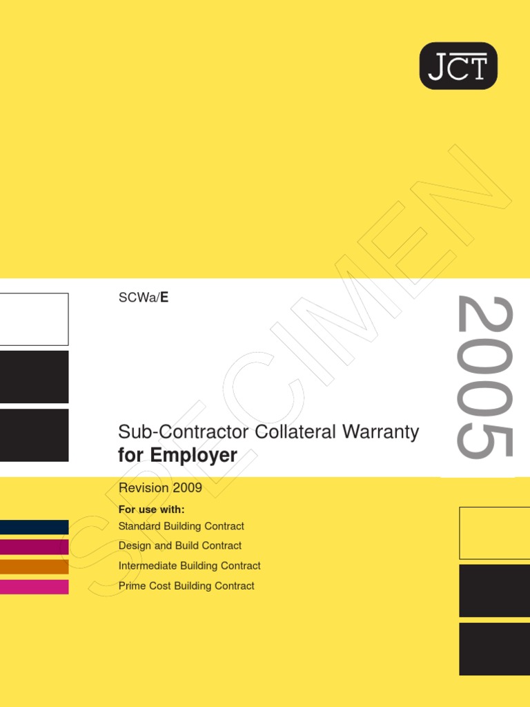 JCT Sub Contractor Collateral Warranty For Employer 2009 | PDF ...