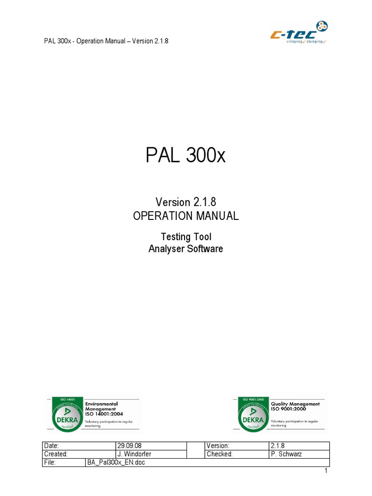 PAL 300x Operation Manual | PDF | Databases | Safety