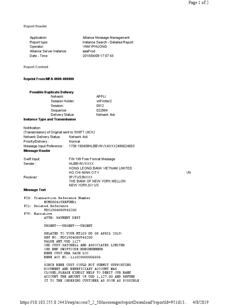 MT 199 | PDF | Transmission Control Protocol | Financial Technology