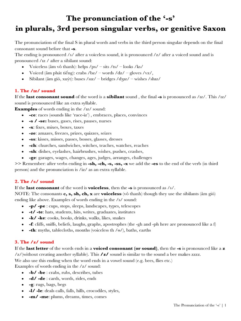 The Pronunciation of The - S | PDF | Consonant | Syllable