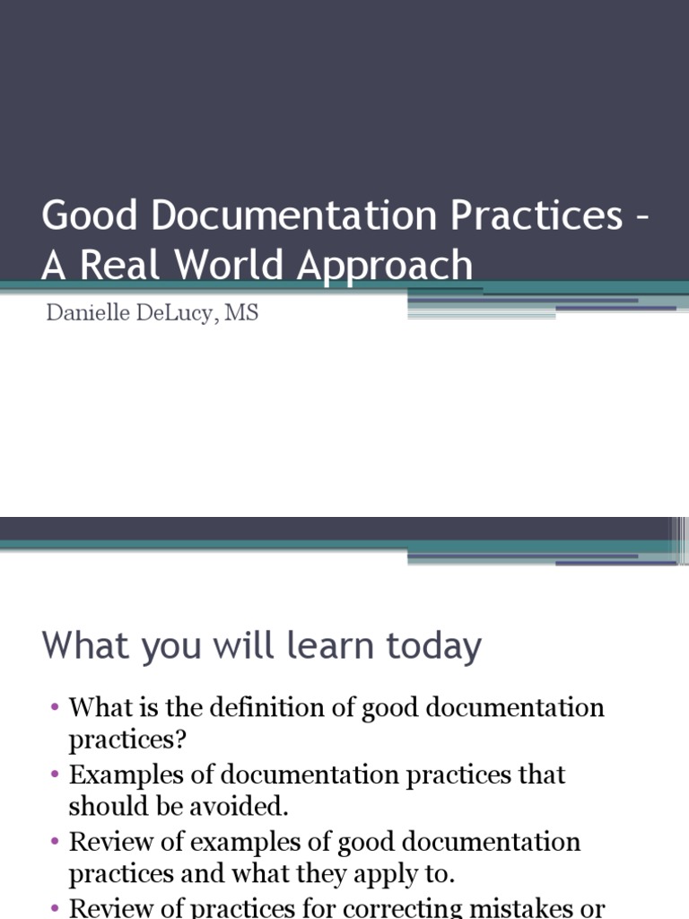 Good Documentation Practices Overview | PDF | Records Management | Wellness