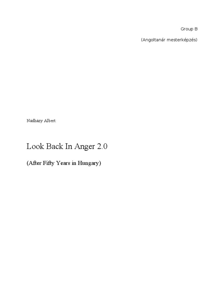 Look Back in Anger 2 | PDF
