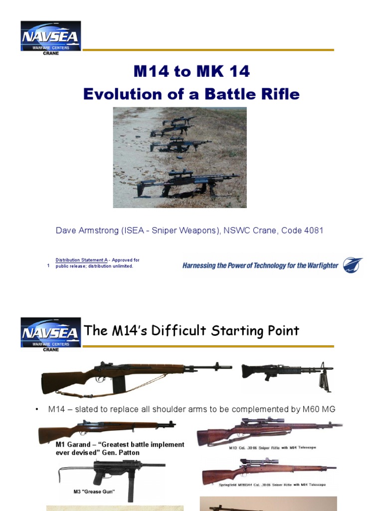 NAVSEA WARFARE CENTERS CRANE M14 To MK 14 Evolution of A Battle Rifle ...