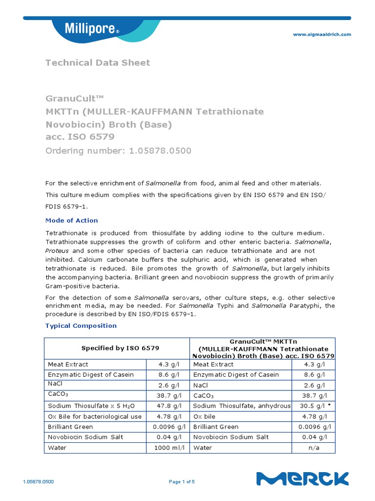 Ficha Técnica - Caldo MKTTN | PDF | Iodine | Salmonella