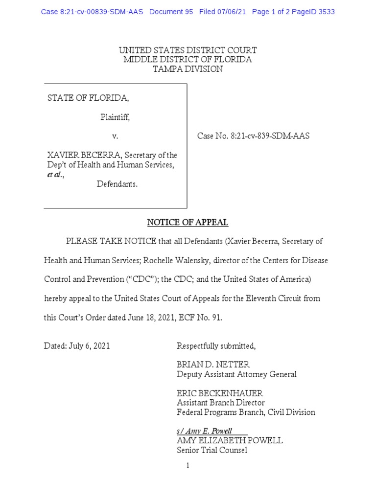 Notice of Appeal | PDF | United States Federal Courts | Courts