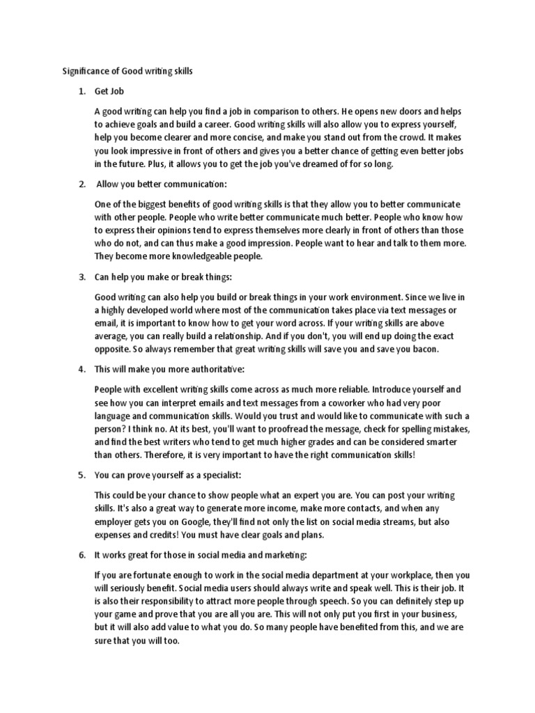Importance of Good Writing Skills | PDF | Social Media | Popular ...