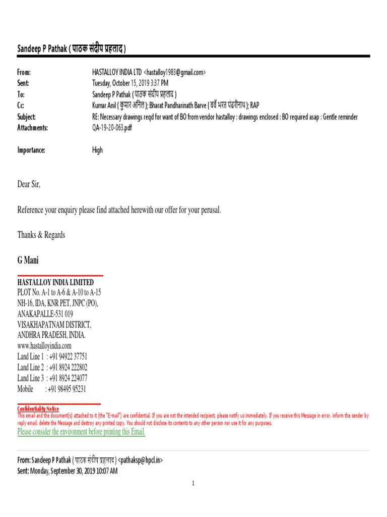 Dear Sir, Reference Your Enquiry Please Find Attached Herewith Our ...