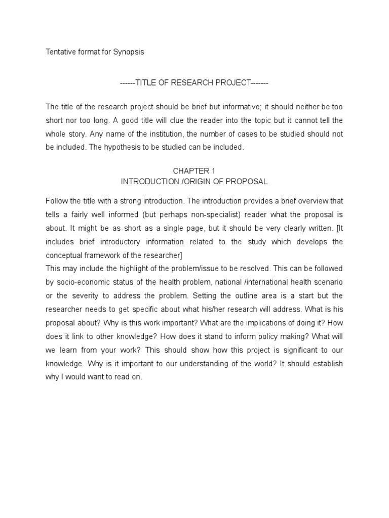 Tentative Format For Synopsis | PDF | Scientific Method | Hypothesis