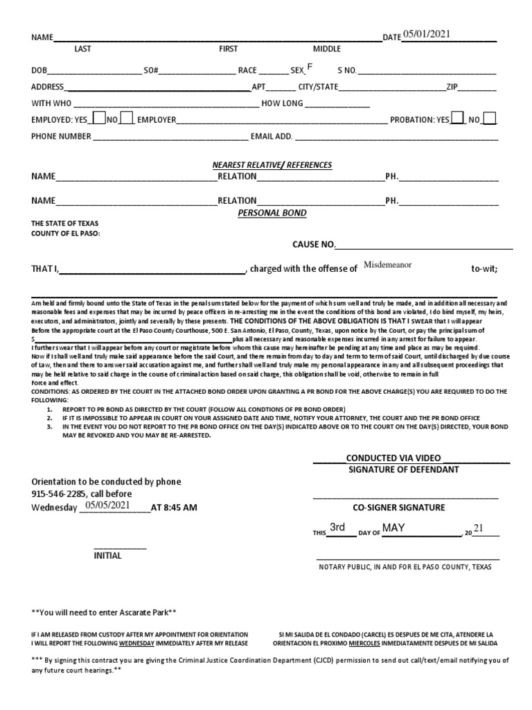 PR Bond Contract Template-JMAG - NO MAP VERSION | PDF | Bail | Public Law