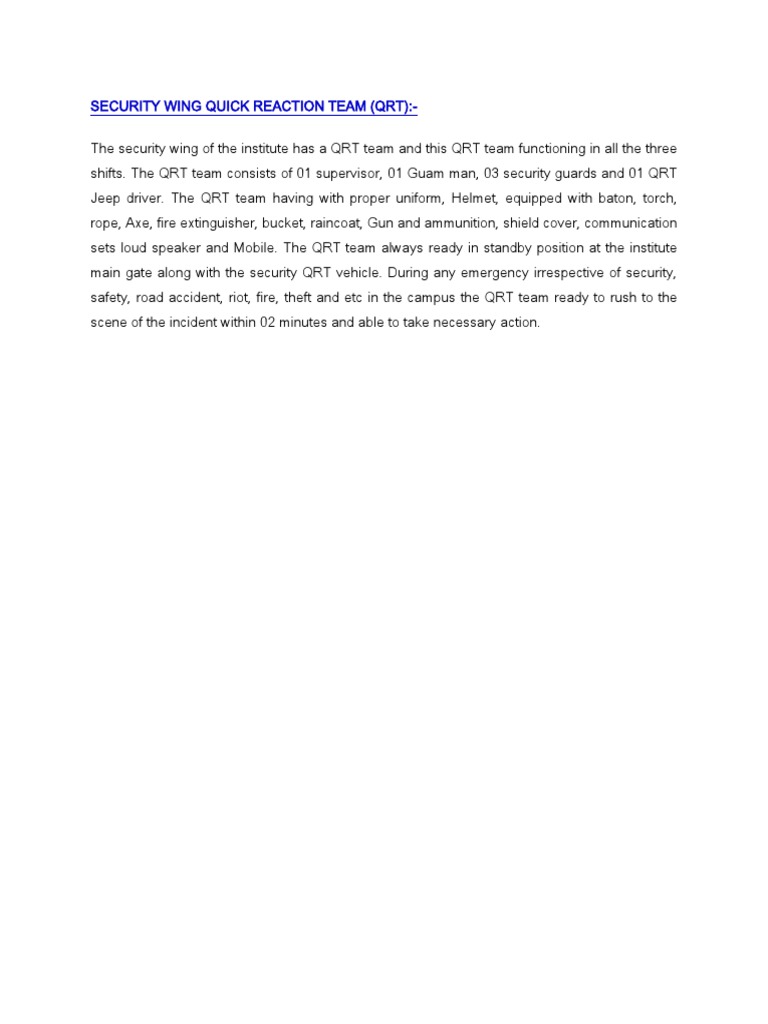 6.quick Reaction Team | PDF