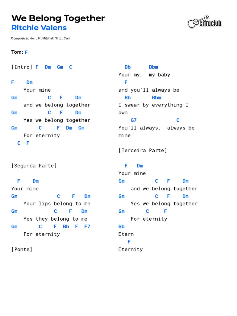 We Belong Guitar Chords