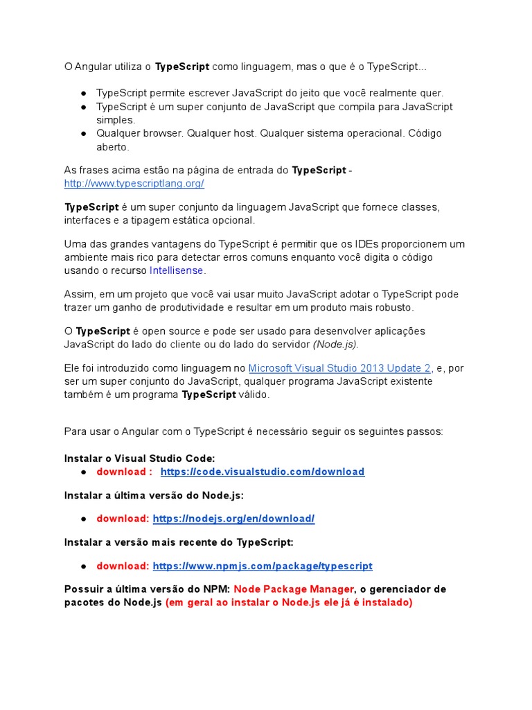 Apostila de Instalação e Primeiros Passos Angular | PDF | Script Java ...