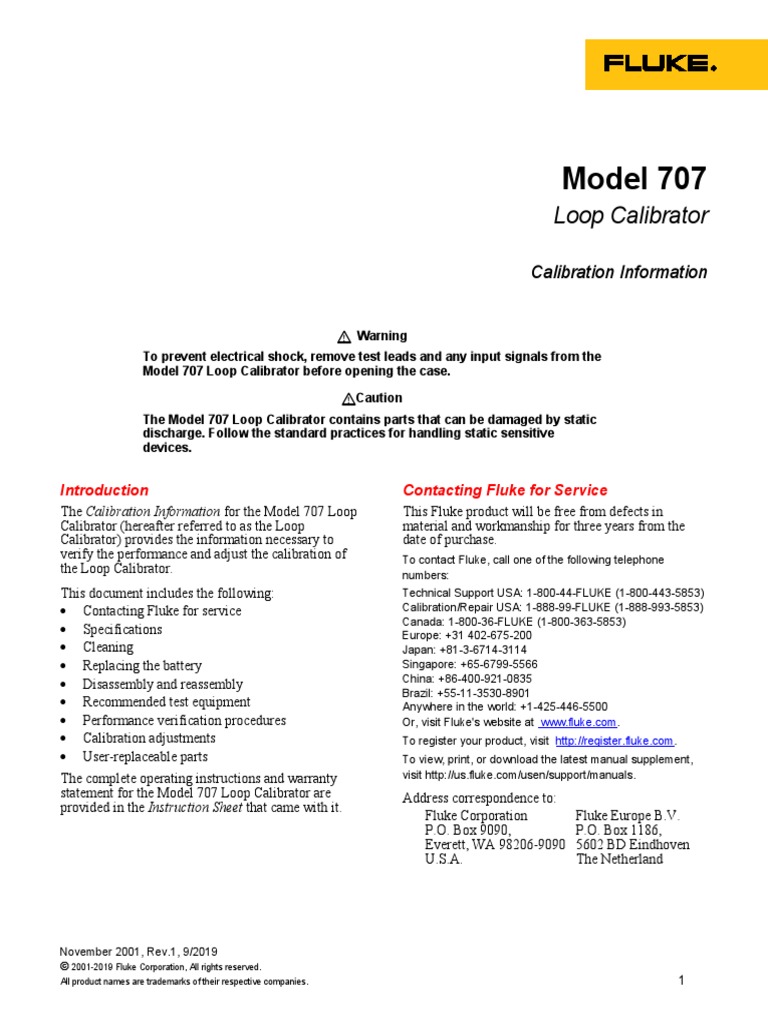 Model 707: Loop Calibrator | PDF | Calibration | Metrology