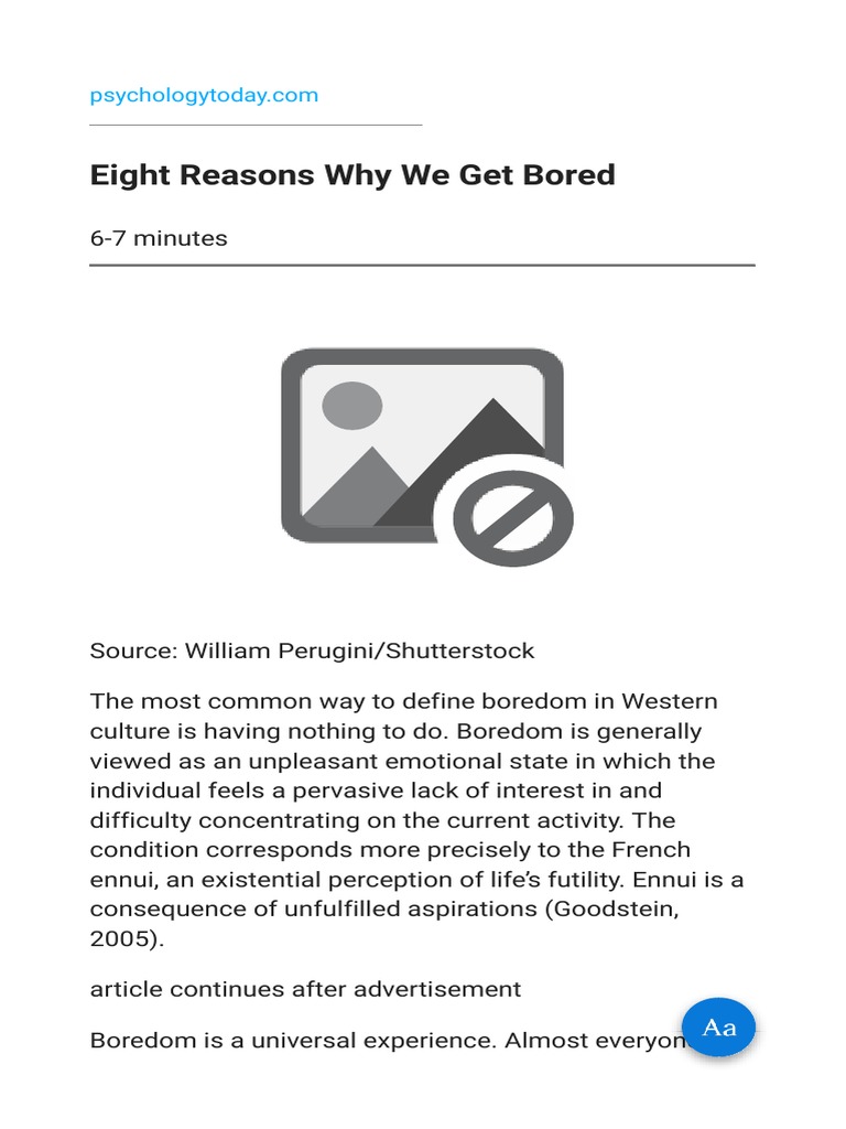 Eight Reasons Why We Get Bored | PDF | Applied Psychology | Clinical ...