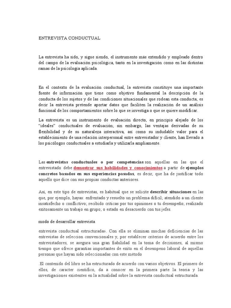 Guía sobre la Entrevista Conductual | PDF | Comportamiento | Sicología