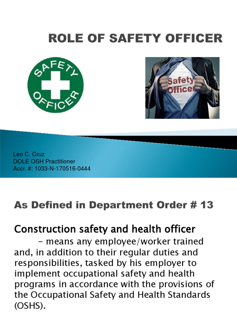 Role of Safety Officer | Download Free PDF | Occupational Safety And ...